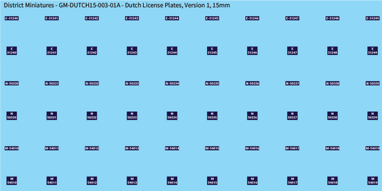 WW2 Dutch - Dutch License Plates (Multiple Options), 15mm Decals ...