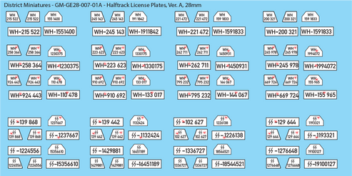 WW2 German - Halftrack License Plates, 28mm Decals – District Miniatures