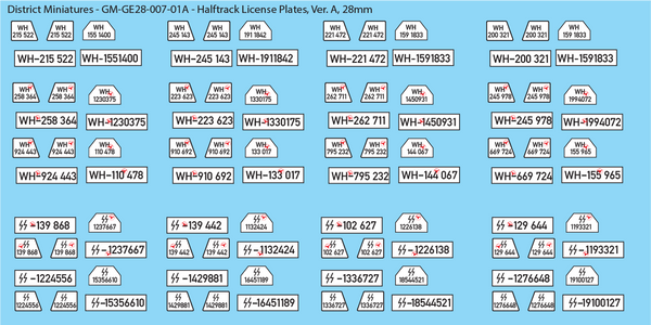 WW2 German - Halftrack License Plates, 28mm Decals – District Miniatures