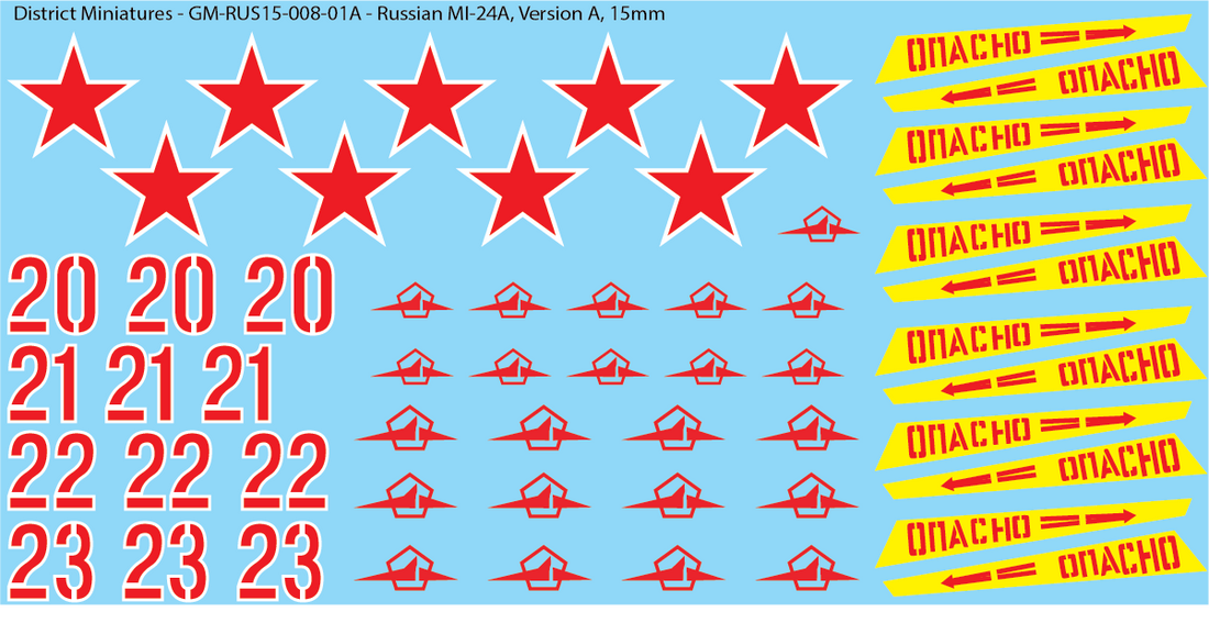 Russian MI-24A Decals, 15mm – District Miniatures