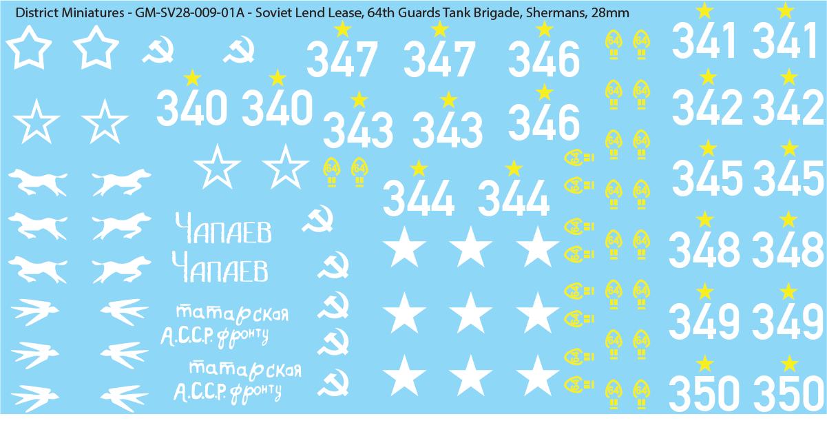 Soviet Lend Lease (Multiple Options), 28mm Decals – District Miniatures