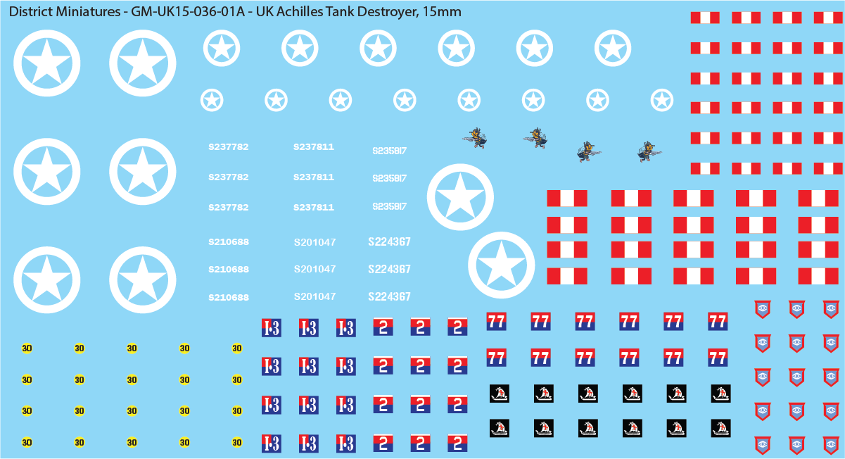 WW2 British - UK Achilles Tank Decals, 15mm Decals – District Miniatures