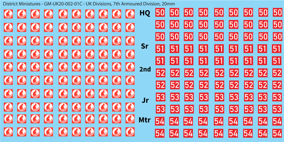 WW2 British - UK Infantry Divisions (Vehicles), 20mm Decals – District ...