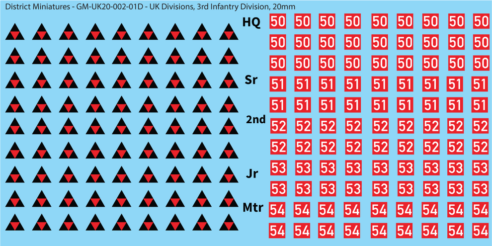 WW2 British - UK Infantry Divisions (Vehicles), 20mm Decals – District ...