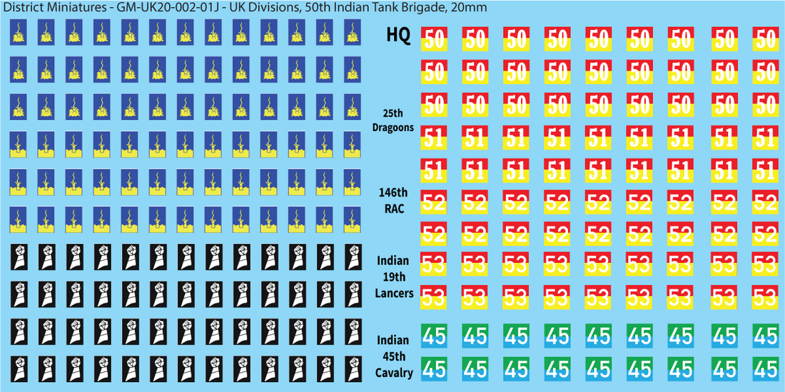 WW2 British - UK Divisions, 20mm Decals – District Miniatures