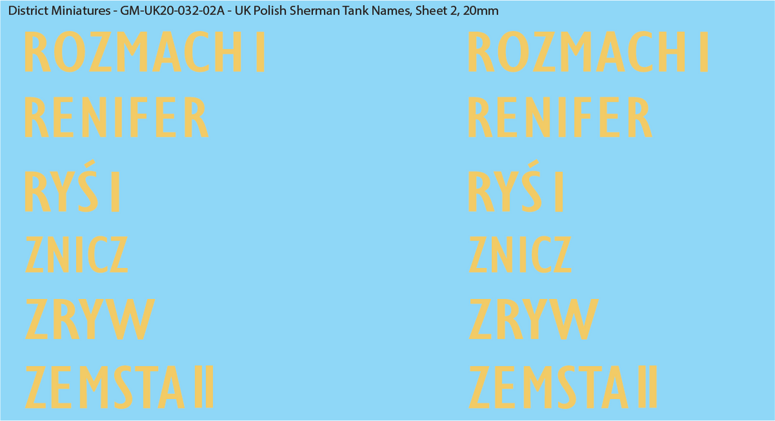 WW2 British - UK Polish Sherman Tank Names, 20mm Decals – District ...