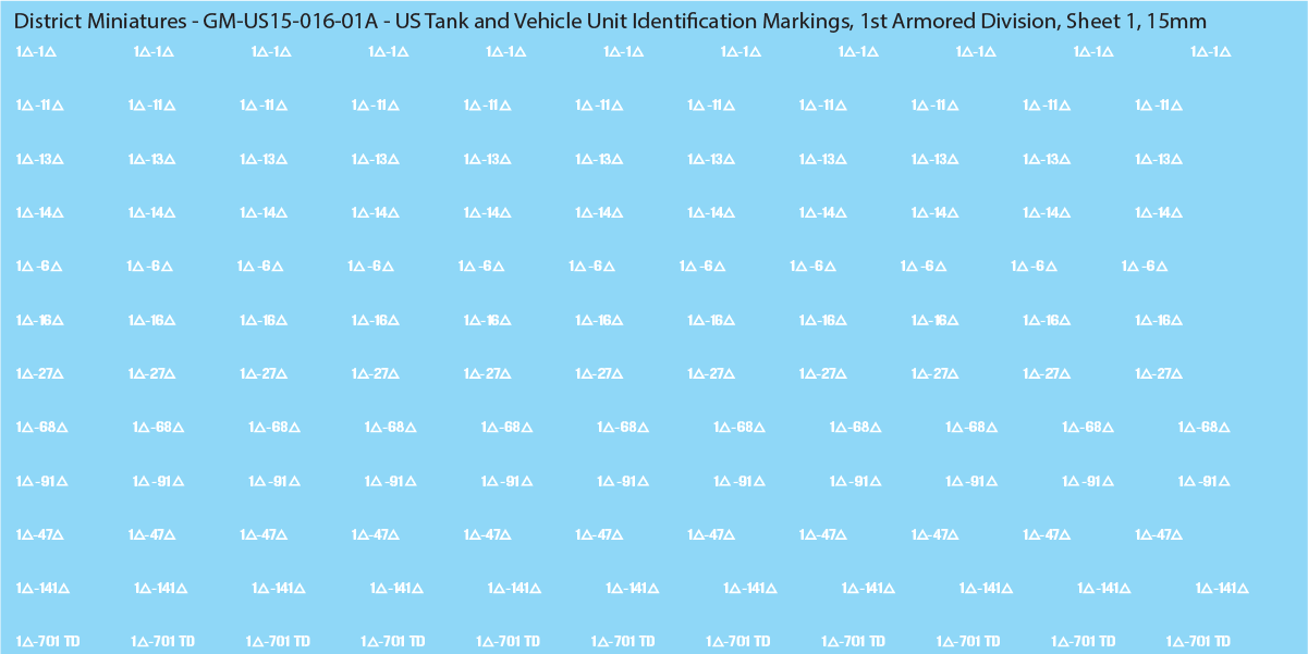 WW2 US - US Tanks and Vehicle Unit Identification Markings, 15mm Decal ...