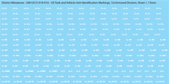 WW2 US - US Tanks and Vehicle Unit Identification Markings, 15mm Decal ...