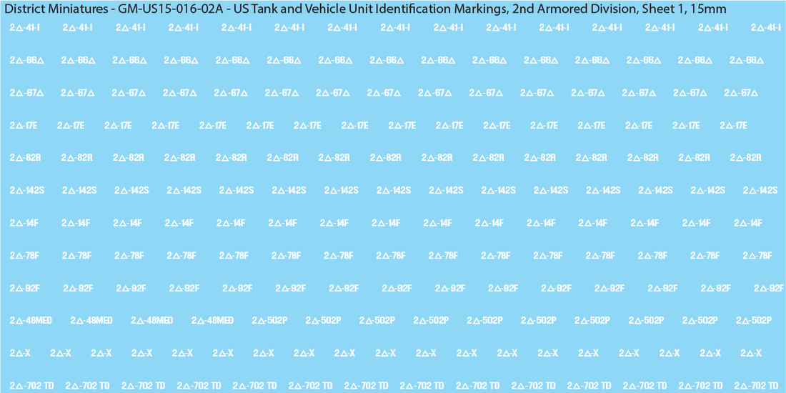 WW2 US - US Tanks and Vehicle Unit Identification Markings, 15mm Decal ...