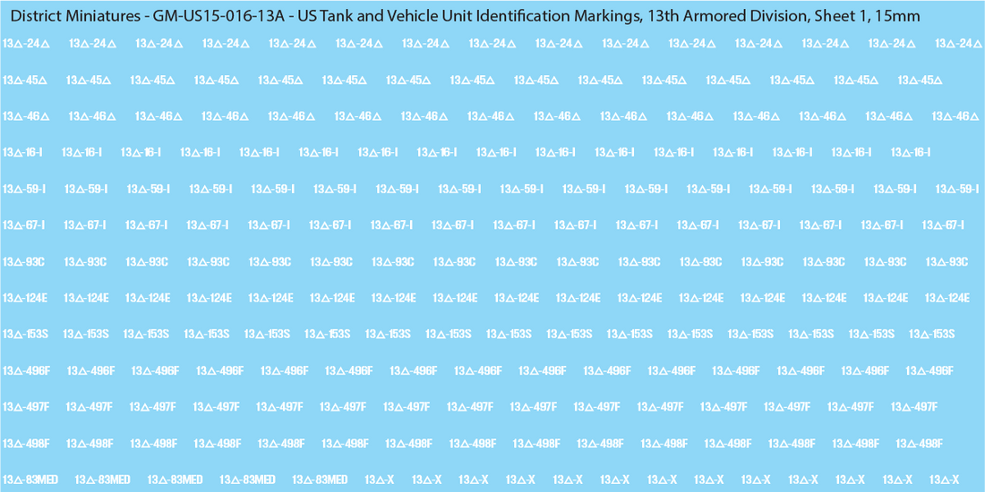 WW2 US - US Tanks and Vehicle Unit Identification Markings, 15mm Decal ...