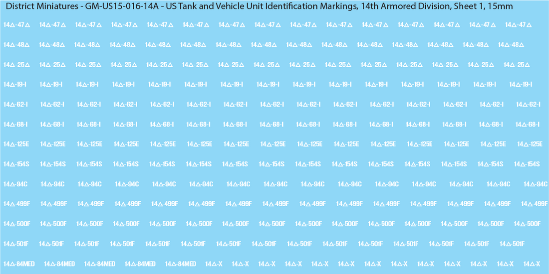 WW2 US - US Tanks and Vehicle Unit Identification Markings, 15mm Decal ...