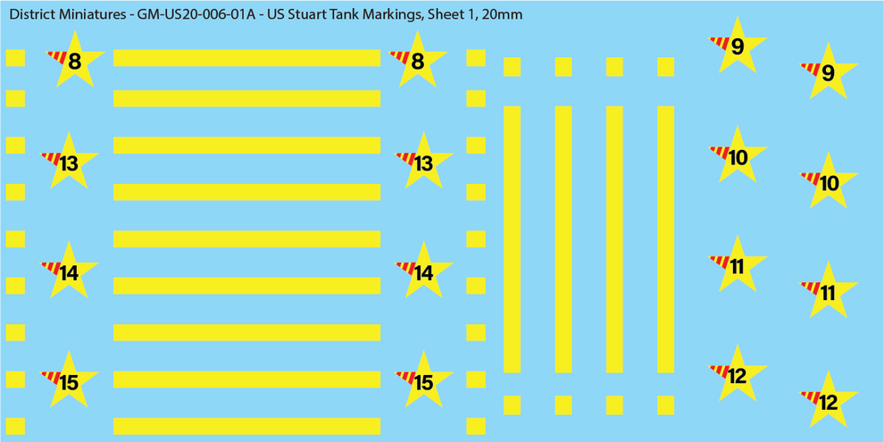 WW2 US Stuart Tank Decals, 20mm Decals – District Miniatures