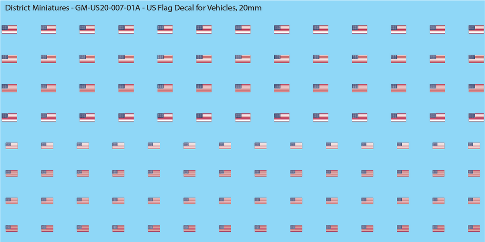 WW2 US Flag Decals for Vehicles, 20mm Decals – District Miniatures