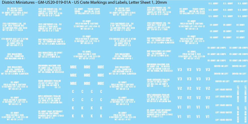 WW2 US - US Crate Markings and Labels, Sheet 1, 20mm Decals – District ...