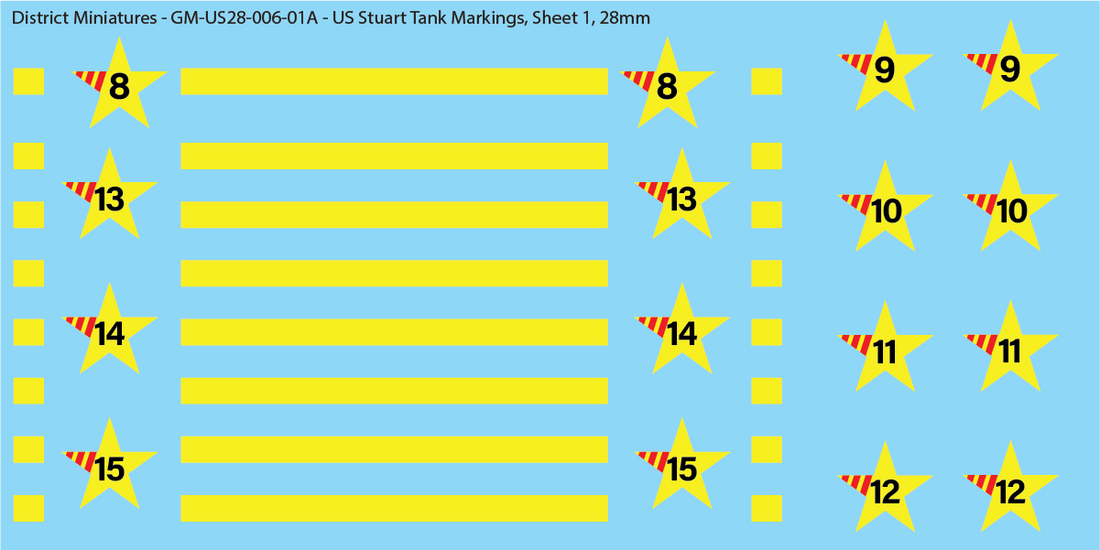 WW2 US Stuart Tank Decals, 28mm Decals – District Miniatures