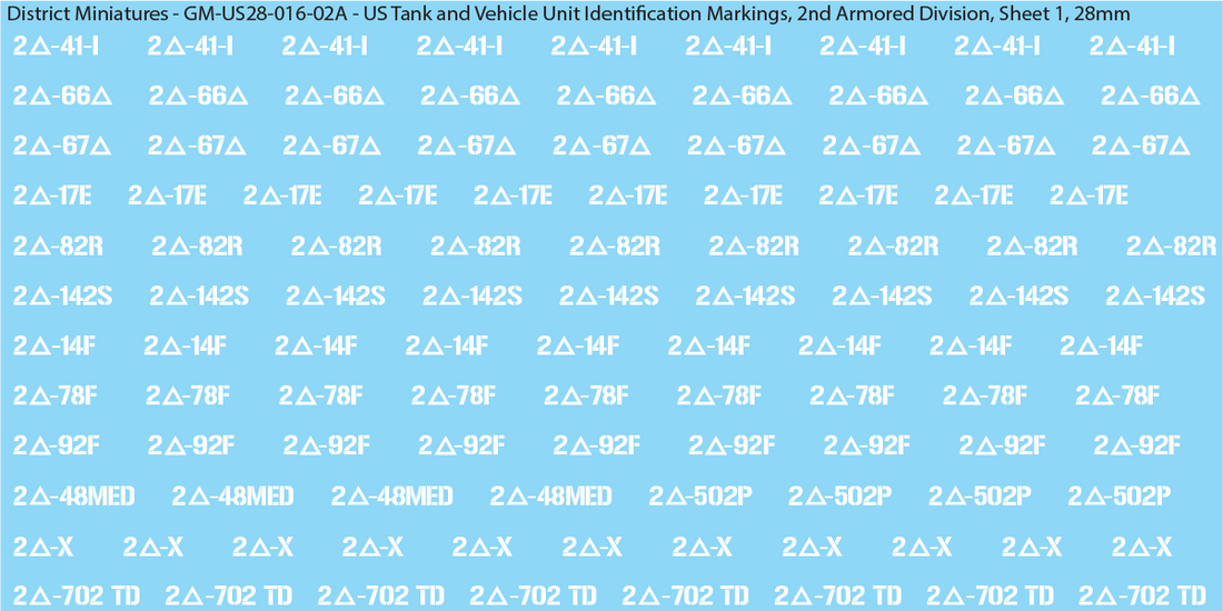 WW2 US - US Tanks and Vehicle Unit Identification Markings, 28mm Decal ...