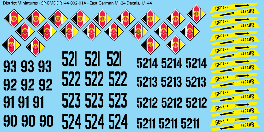 East German - MI24 Hind, 1/144 Decals – District Miniatures