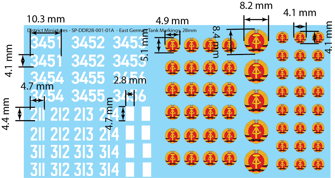 East German Tank Decals, 28mm – District Miniatures